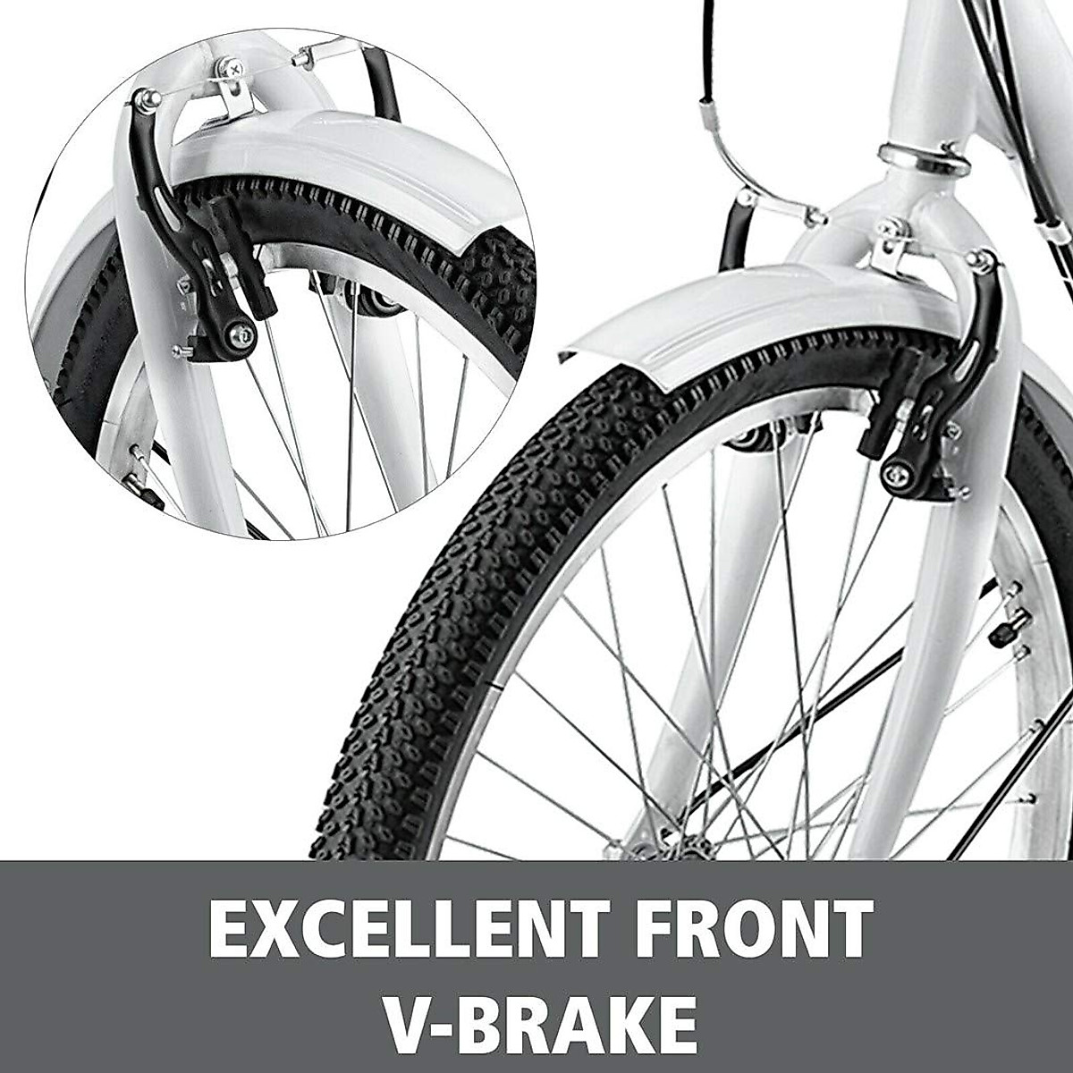 JEI-MEN Adult Tricycle Bike 1/7 Speed 3-Wheel for Shopping W/Installation Tools Three-Wheeled Bicycle for Men and Women