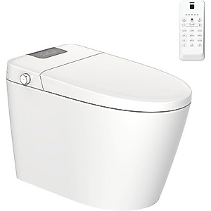 Wekuku Smart Toilet Bidet Combo With Foot Sensor Open Cover/Seat, Led Display, Self-cleaning Nozzle, Heated Seat, Night Light, Knob Control, Power Outage Flushing, Soft Close, Auto Flush, With