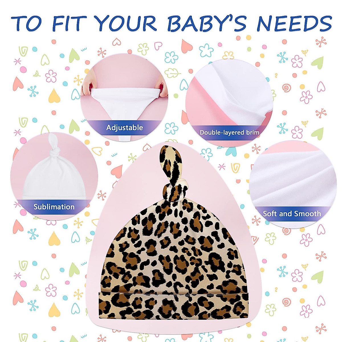 SATINIOR 3 Pieces Sublimation Blank Baby Beanie Hats White Blank Newborn Knotted Beanie Caps Adjustable Sublimation Infant Baby Hats for Boys Girls