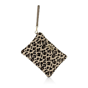 Itzy Ritzy Diaper Changing Clutch – Includes Easy-to-Clean Vegan Leather, On-the-Go Portable Diaper Changing Pad, Detachable Wrist Strap, 1 Exterior Pocket & 2 Interior Pockets (Leopard)