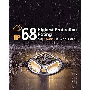 JACKYLED Solar Dock Lights Outdoor, 12-Pack Solar Driveway Lights Bright 12 LED Solar Powered Dock Lights, IP68 Waterproof Driveway Marker for Sidewalk Steps Stairs Garden Patio (3000K Warm White)