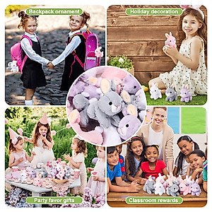 Sratte 16 Pcs Easter Bunny Stuffed Animal Bulk 4.7 Inch Small Plush Rabbit Keychains Detachable Bunny Party Favors Plushies for Birthday Baby Shower Easter Basket Stuffers Decorations