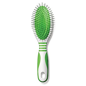 Andis 65715 Pin Brush for Medium & Long Hair Dogs - Gentle & Effective in Removing Dirt, Dust & Loose Hair - Promotes Healthy Skin & Coat - Medium, Green/white