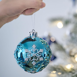 Valery Madelyn Christmas Tree Decorations Set, 80ct Navy Blue and Silver Shatterproof Christmas Ball Ornaments Bulk, Winter Wonderland Hanging Ornaments for Christmas Trees Xmas Holiday Decor