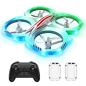 Tecnock LED Drone for Kids - Mini Drones with 11 LED Lights RC Quadcopter for Beginners with 2 Batteries Altitude Hold, Headless Mode, 360° Flip and Rotate Gift Toy for 8-12 Year Old Boy Girl kids