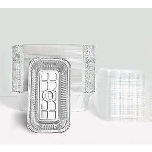 SINTOP Aluminum Foil Bread Pans Disposable | 1.5lb Loaf Pans with Lids | 50 Pack | Dessert Boxes - Perfect for Baking, Storing, Takeout
