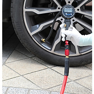 EADUTY Hybrid Air Hose 1/4 In. x 25 ft, Lightweight, Flexible, Durable Air Compressor Hose with Aluminum Universal Quick Coupler and Industrial Plug, Red