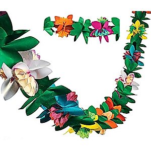 Kinteshun Tissue Flower Garland,Hawaiian Tropical Paper Banner Garland for Luau Beach Theme Party Decoration (2 Packs,Type 2)