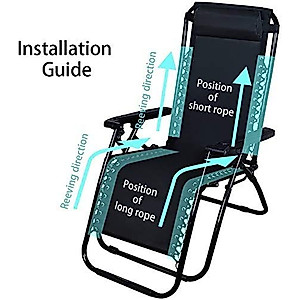 Maius Replacement Cord for Zero Gravity Chair, 4 Pack Universal Replacement Elastic Cords Repair Tool Kit for Sun Loungers, Garden Chairs, Outdoor Recliners, Anti Gravity Chair, Bungee Chairs - Black