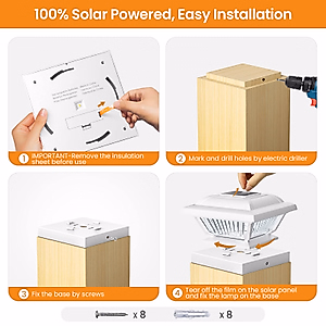 ELECLINK Solar Post Cap Lights 3 Pack, Warm White Solar Outdoor Post Lights, Waterproof Fence Post Cap Lights Solar Powered Fit 3.5x3.5 4x4 4.5x4.5 5x5 5.5x5.5 Post for Garden Fence Deck Yard