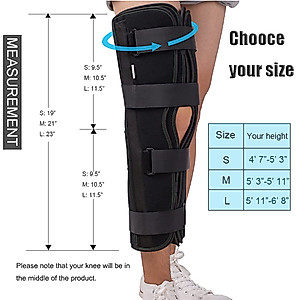 TODDOBRA 3-Panel Knee Immobilizer Full Leg Support Brace, Aluminum alloy Straight Knee Splint - for Knee Pre-and Postoperative & Injury or Surgery Recovery (Update Size L)