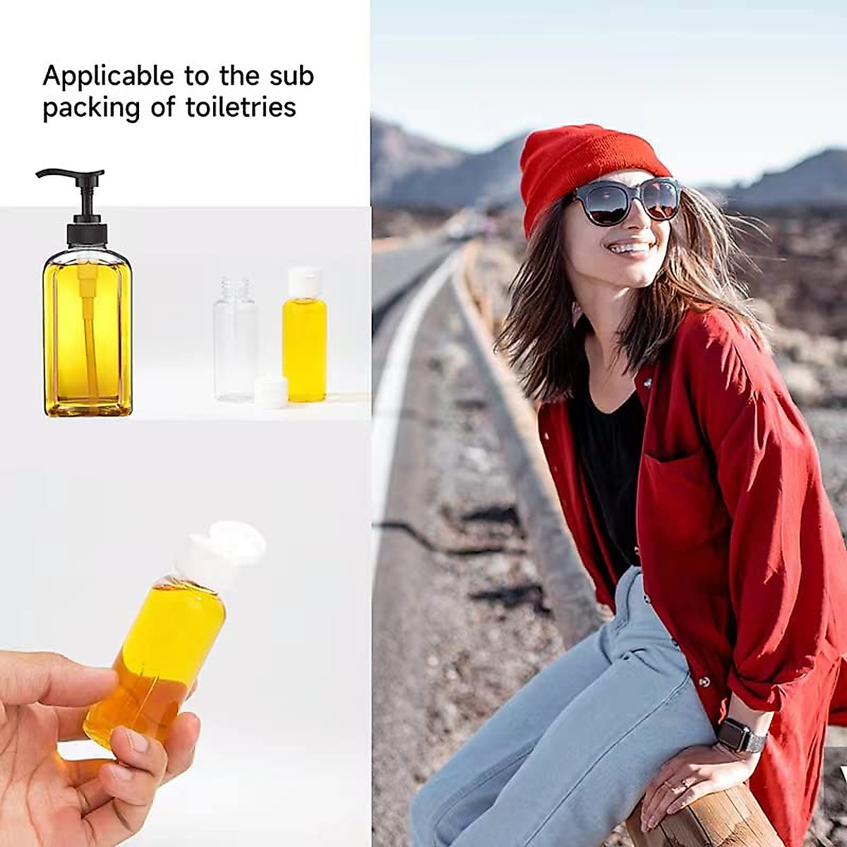 50 Pack 1.7oz/50ml Travel Plastic Empty Bottles Mini Hand Sanitizer Bulk Travel Size with Flip Cap, Squeezable Refillable Container for Cosmetic Baby Shower Birthday Wedding Party Favor (50PC-CLEAR)