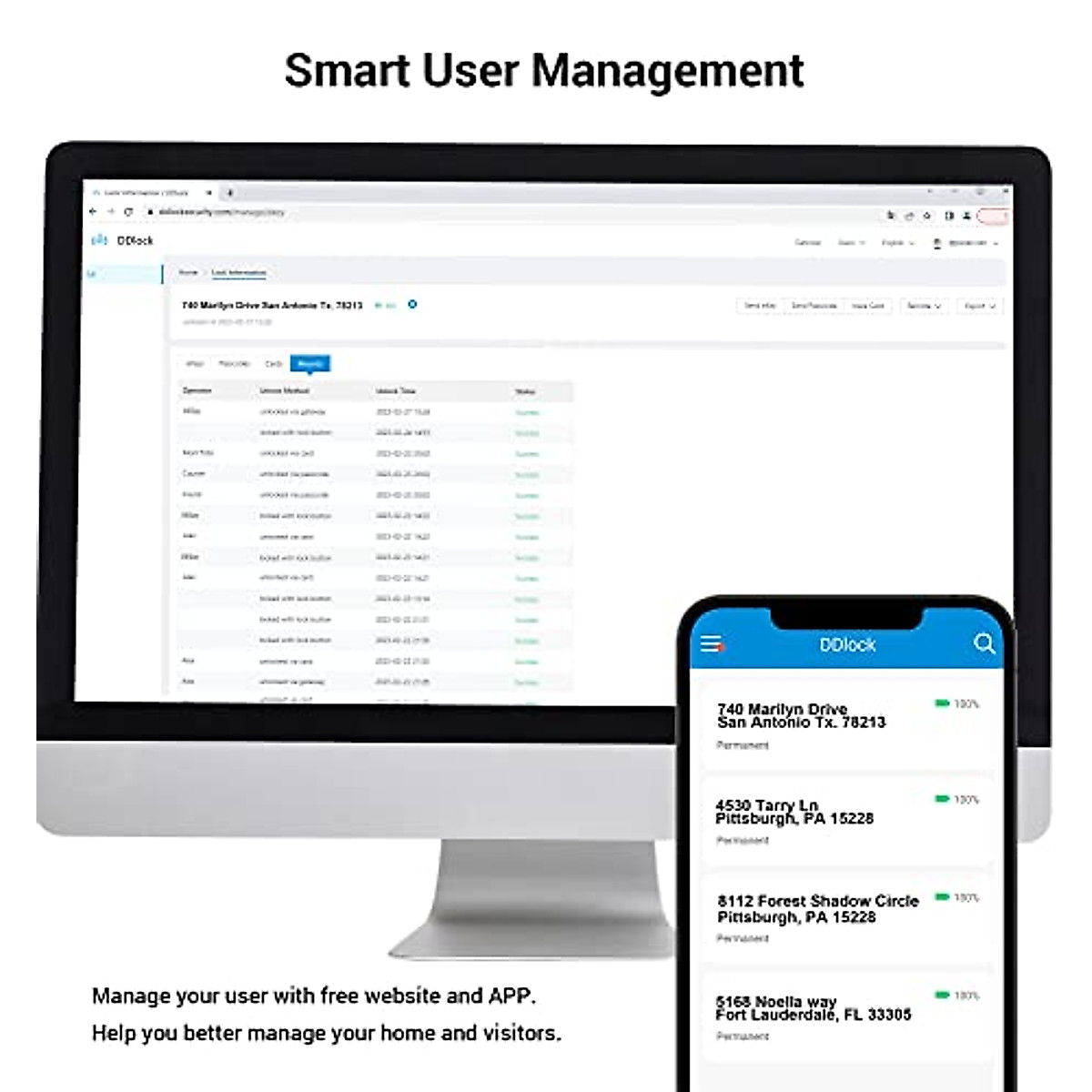 Veise Smart Lock, Keyless Entry Door Lock, Smart Locks for Front Door with App Control, Electronic Digital Lock with Touchscreen Keypad Set, Smart Deadbolt, Auto Lock, Easy Installation, Matte Black