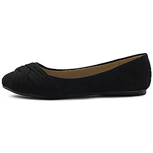 Ollio Women's Ballet Shoe Cute Casual Comfort Flat ZM1987(8.5 B(M) US, Black)