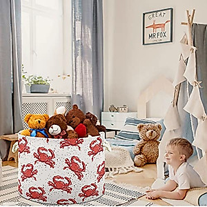 visesunny Hand Drawn Red Crab Dot Laundry Baskets Fabric Storage Bin Storage Box Collapsible Storage Basket Toy Clothes Shelves Basket for Bathroom,Bedroom,Nursery,Closet,Office