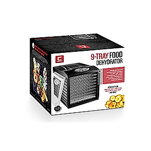 Chefman 9-Tray Food Dehydrator Machine Professional Electric Multi-Tier Food Preserver, Dried Meat or Beef Jerky Maker, Fruit & Vegetable Dryer with 9 Slide Out Trays & Transparent Door, Black