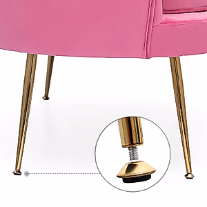 Magshion 52in Tufted Velvet Loveseat with 2 Pillows Living Room Chair Modern Scalloped Back Accent Velvet Upholestered Armchair with Golden Metal Legs, Back Cushion Padded Sofa, Pink