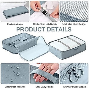 8 Pack Luggage Packing Organizers Packing Cubes Waterproof Suitcase Organizer Bags Travel Packing Organizers (Gray)