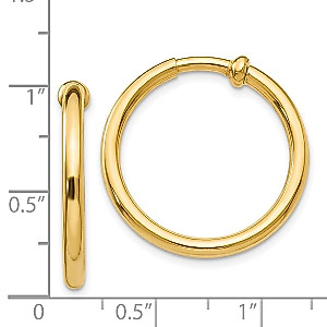 14K Yellow Gold Non Pierced Clip On Hoops Earrings