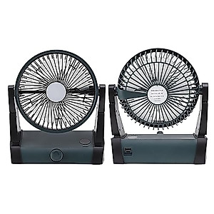 GLOGLOW USB Portable Fan, 5000mAh Battery Silent Motor Rechargeable Portable USB Small Desk Fans 2 Levels LED for Camping (Green)