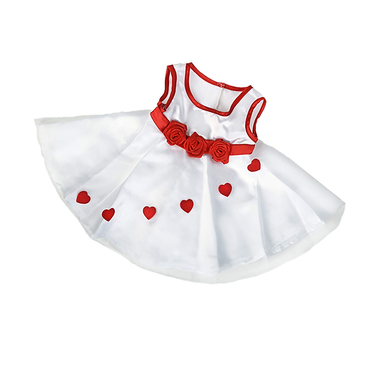 Adorable Red Hearts White Dress Outfit Fits Most 14" - 18" Build-a-Bear and Make Your Own Stuffed Animals