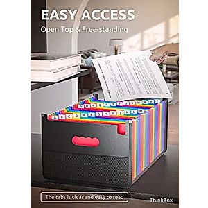 ThinkTex 26 Pockets Expanding File Folder, Upright & Open Top, A-Z Colorful Tabs, Larger Capacity Accordian Folder, Teacher Supplies
