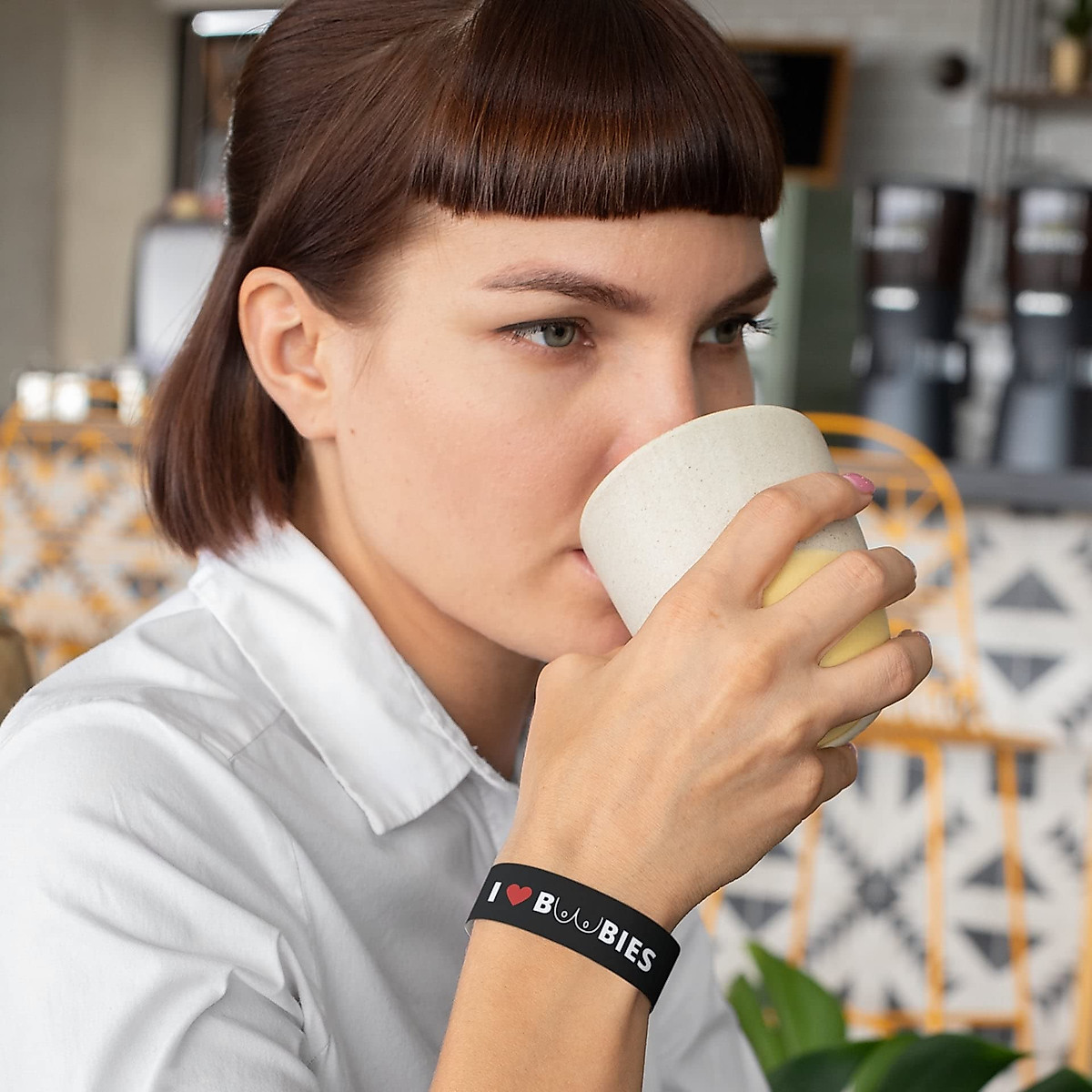 W B Funny I Love Boobies Bracelet Wristband 12-Pack