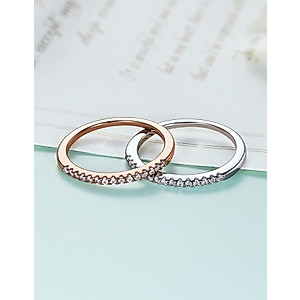 MomentWish Wedding Bands for Women, Moissanite Engagement Ring, Simulated Diamond Wedding Ring S925 Sterling Silver Eternity Rings-Size7