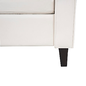 Naomi Home Button Tufted Sofa with Rolled Arms, Tufted Cushions / 3 Seater Sofa Couch for Small Spaces, Living Room, Bedroom, Apartment, Easy Tool-Free Assembly, Microfiber, Cream (P-03778)