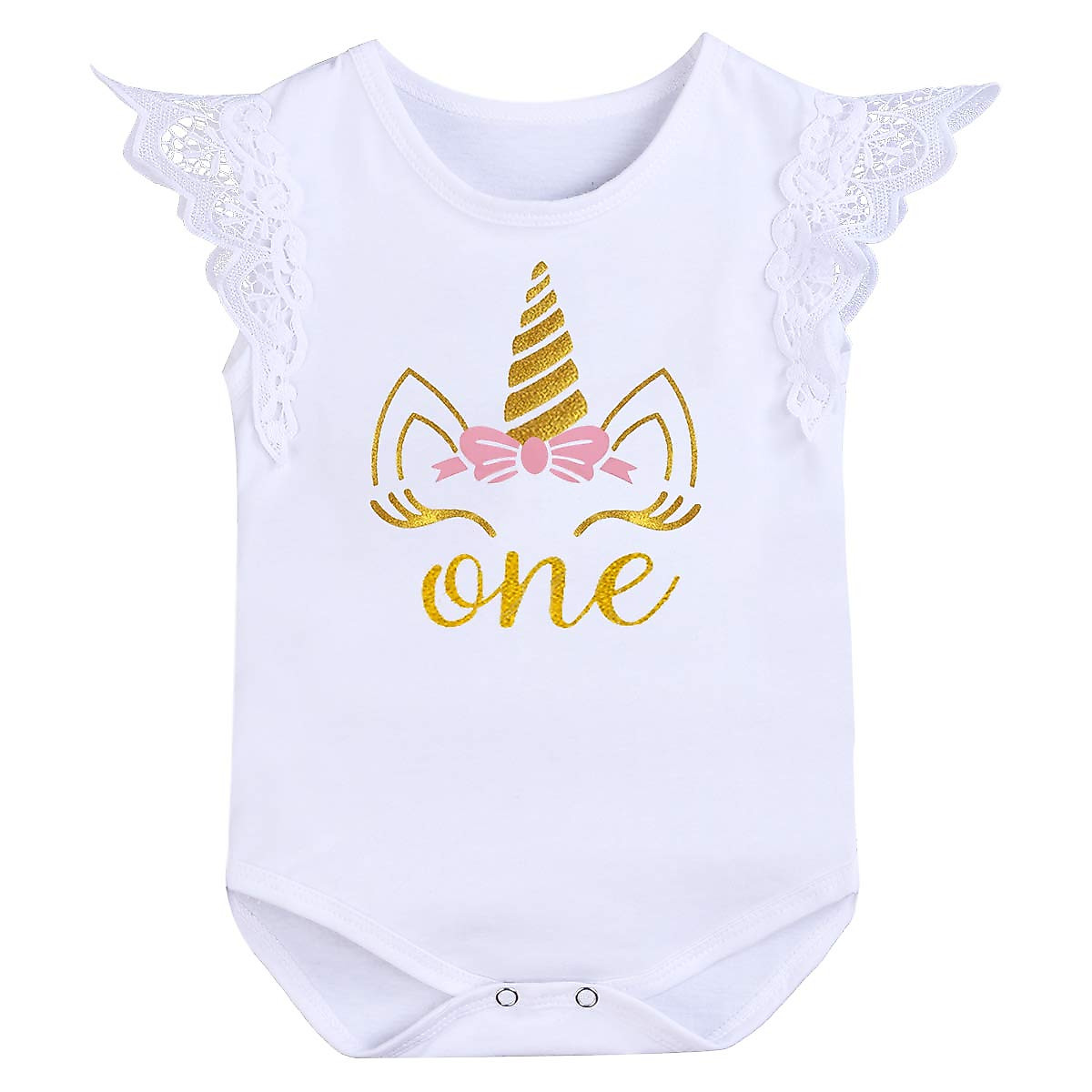 FMYFWY Baby Girls Unicorn Cake Smash 1st Birthday Princess Outfits Cotton Romper Rainbow Tutu Skirt Unicorn Headband Shoes White L