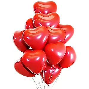 Dzrige 10 Inch Valentine's Day Heart Balloons,Love Heart Balloons Red Heart Shaped Latex Balloons for Valentines Day Wedding Engagement Birthday Party Decoration (20Pcs)