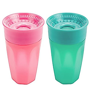 Dr. Brown's Plastic Cheers 360 Spoutless Training Cup, 9m+, 10 Ounce, Pink/Turquoise, 2 Count
