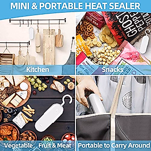 Mini Bag Sealer Heat Seal, 2 in 1 Sealer and Cutter Portable Mini Sealing Household Machine with Detachable Hook for Plastic Bags