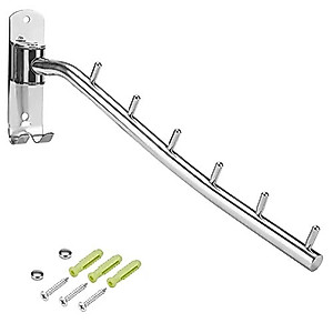 Folding Clothes Rack, 13.4“ Stainless Steel Wall Mounted Clothes Hanger with 6 Hooks Heavy Duty Swing Clothes Holder Closet Storage Organizer Modern Durable Drying Rack Hook Polished Finish ( 2 Pack )