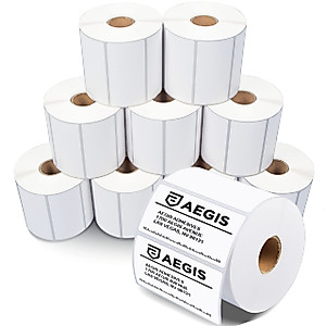 Aegis Adhesives - 3” X 1.5” Direct Thermal Labels for Shipping & Postage, Perforated & Compatible with Rollo, Zebra, & Other Desktop Label Printers (10 Rolls, 900/Roll)