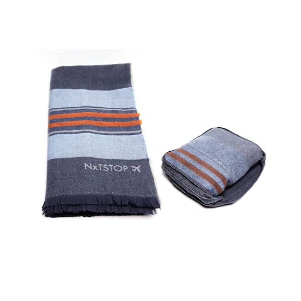 NxTSTOP Packable Airplane Travel Blanket - Soft, Machine Washable Travleisure - Compact Lightweight Cotton Throw Blanket with Attached Pouch