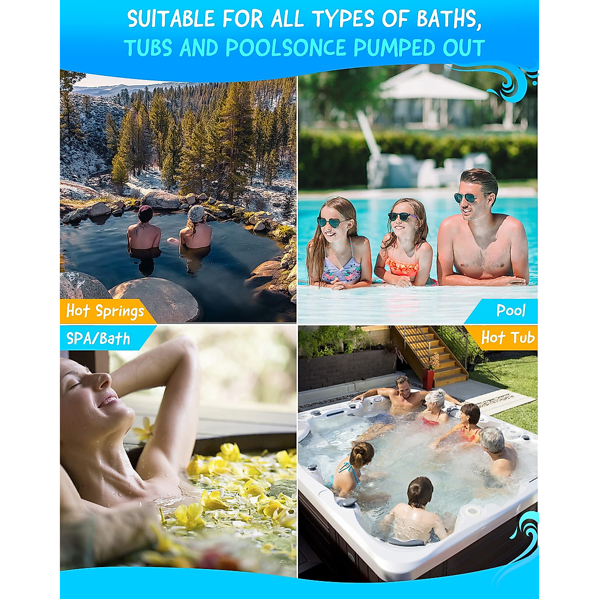 AOSYCO Hot Tub Booster Seat, Non-Slip Weighted Spa Pillow for Adult, Quick Dry Bathtub Cushion for Outdoor Indoor Bath, Bathroom Hottub Massage Accessories at Home, with Washable Mesh Cover