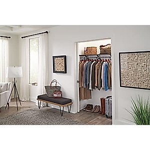 Rubbermaid 48" Premium Wood Shelving Kit with Hanging Rod, Mahogany, Laundry, Closet, Home, Organization, Shelving