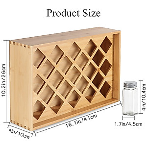 Bamboo Spice Rack Organizer,Seasoning Rack with 23 Pack 4 oz Empty Glass Spice Jars with Sliver Metal Caps. Include Pen, Brush, Funnel and 80 Labels.