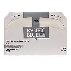 Pacific Blue Basic Disposable Toilet Seat Covers by GP PRO (Georgia-Pacific), 1/2 Fold, 47046, 250 Covers Per Pack, 20 Packs Per Case, White