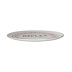 Tognana Porcelain Italian Style Pizza Plate, Naples, 13-inch, White, Red, Black