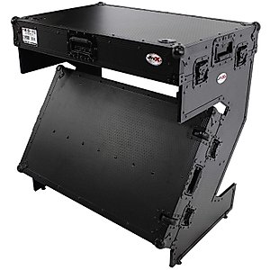 ProX XS-ZTABLEBLJR Z-Table Jr Folding DJ Table Mobile Workstation Flight Case Style with Handles and Wheels - Black Finish