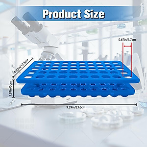 Saricho 50-Well Test Tube Rack for 5ml/10ml/15ml Tubes, Plastic Test Tube Holder with silicome pad,Pack of 3pcs(Blue Green Orange)