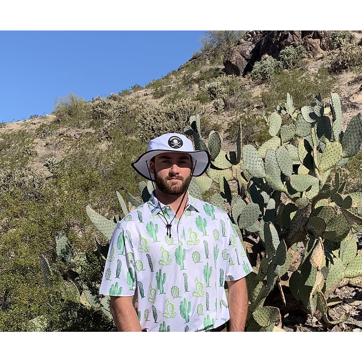 SHANKITGOLF Golf Bucket Hat Skull and Crossbones Adjustable Sun Hat White