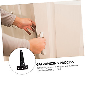 UKCOCO 6pcs 4 Barn Gate Hinges Black Cabinet Hinges Gate Hinges for Wooden Fences T Strap Hinges Square Barn Hinges Black Hinges Decorative Hinges 4 Inch Door Hinges Furniture Garden Shed