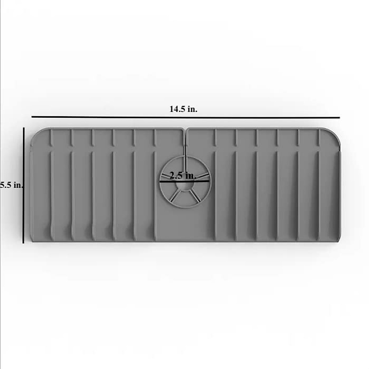 Silicone Sink Faucet Splash Catcher (14.5x5.5in., Black) | Kitchen or Bathroom mat Tray | Drip Catcher | Quick Drying Countertop Protectors | Small and Large Splatter Mats | Easy Water Drainage