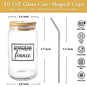 axqania Engagement Gifts for Couples, 16 Oz Coffee Glass, Bride and Groom Gifts, Funny Wedding Gifts for Couple, Just Married Gift, Mr and Mrs, Newlywed, Anniversary, Bridal Shower Gifts