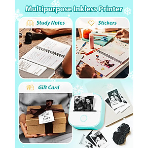 Phomemo Sticker Printer- T02 Mini Printer Sticker Maker Inkless Printer Portable Bluetooth Thermal Pocket Photo Printer for Study Notes, Stickers, Photos, DIY, for Birthday, Green