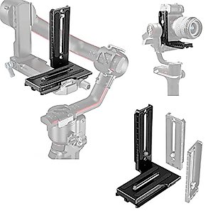 EaxanPic Aluminum L Bracket Vertical Horizontal Switching Quick Release Plate for DJI Ronin RS2 RSC2 Zhiyun Weebill-S Gimbal Stabilizer Tripod Monopod and SLRs