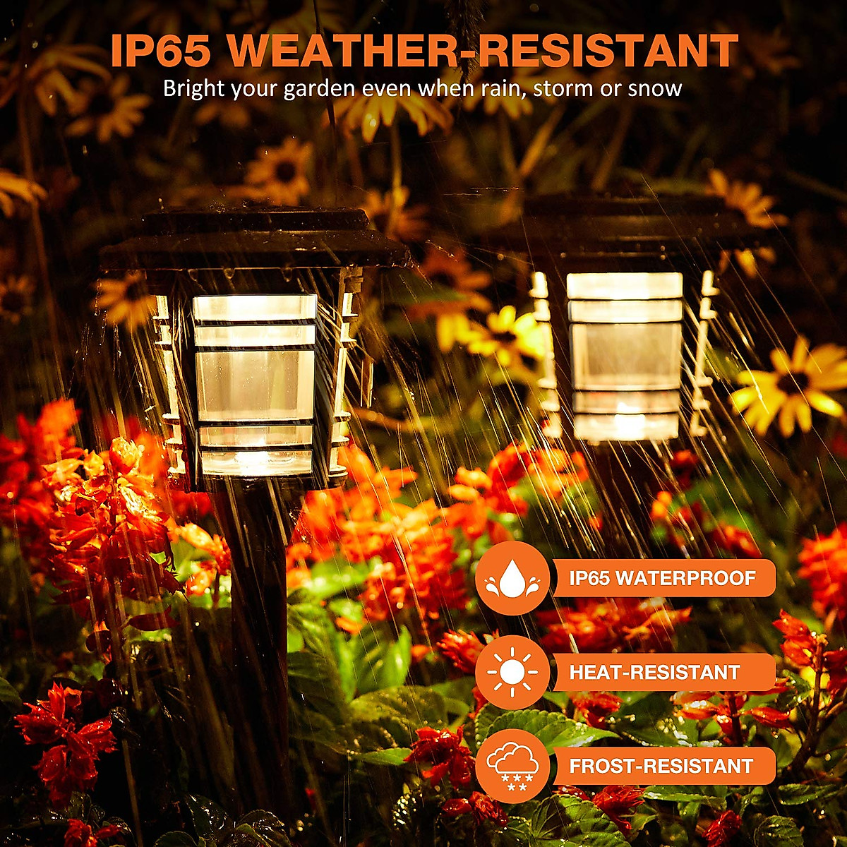 Solar Pathway Lights, Solar Path Lights Outdoor 4Pack w/Rotate Mode, 15-30Lumen Bright LED Pathway Light Solar Powered, IP65 Waterproof, Auto On/Off, Long Last, for Landscape Garden Lawn(Warm White)